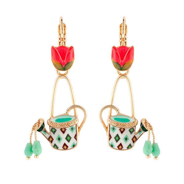 フレンチアクセサリーTARATATA チューリップとジョウロのモチーフのピアスです。専用ポーチ付き！(色、柄は選べません）