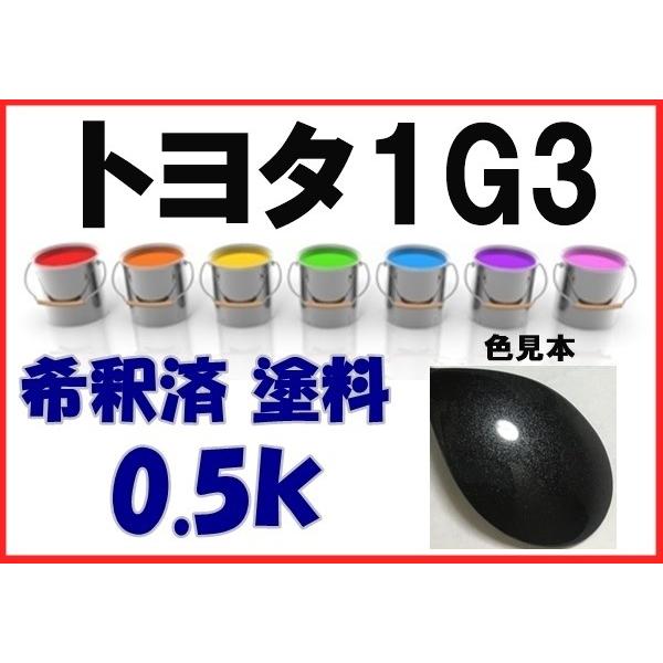 カラーナンバー：トヨタ1G3　希釈済み塗料数量：0.5Ｋ色名：グレーM車種：シエンタ　などに使われています。●塗料はロックペイント、プロタッチの１液タイプです。　仕上げに必ずクリアー塗装をして下さい。●希釈済みのため、そのままエアーガンに入...