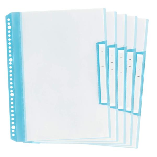 ・インデックス付きで書類管理や検索が便利なリフィール式のクリアーファイル。ヨコ入れ6ポケットタイプ。・数量:同色5冊入/カラー:ネイビー/規格:A4-S/外形寸法:縦310×横240mm・2・4・30穴共有のリフィール式/ヨコ入れ6ポケット...