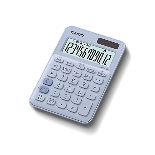 電卓ペールブルー/-/MW-C20C-LB-N・Color:ペールブルー・パッケージ個数:1・毎日がもっとワクワクする、ポップでキュートな電卓・ラウンドフォルムで使いやすいミニジャストタイプ・【桁数】12【大きさ(奥行×幅×高さ)mm】14...