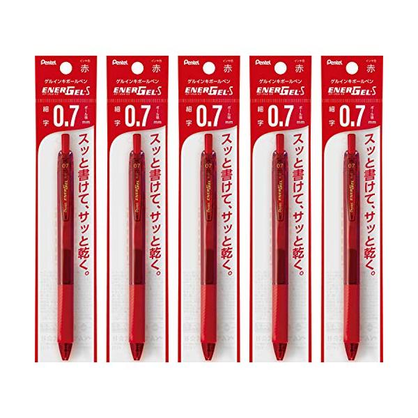 0.7mmレッド/0.7mm/XBL127-B(5)・Color:レッド・パッケージ個数:1・【特長】スッとかけてサッと乾くゲルインキボールペン・【インキ色】赤・【ボール径】0.7mm・【材質】軸・クリップ・ノック=再生PP、グリップ=エラ...