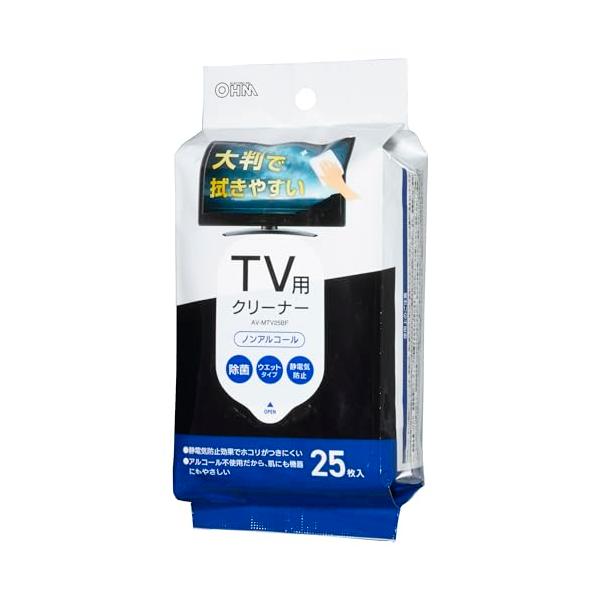 TV用クリーナー-/25枚入/AV-MTV25BF・Size:25枚入Style:TV用クリーナー・パッケージ個数:1・【 特 長 】　◆大判で拭きやすい　◆アルコール不使用だから、肌にも機器にもやさしい　◆除菌、ウェットタイプ　◆静電気防...