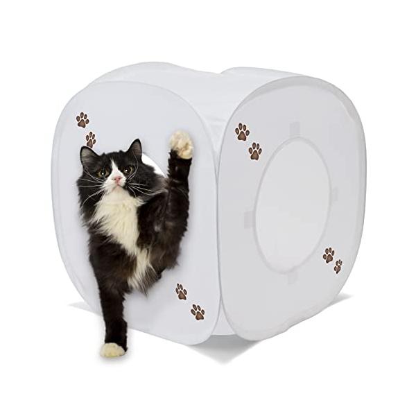 キューブホワイト/Small/4580471868065・Color:ホワイトStyle:キューブ・パッケージ個数:1・【一度遊んだらやめられない！猫が大好きカサカサ素材】 猫壱の人気おもちゃ「キャットトンネルスパイラル」とおそろいの猫が大...