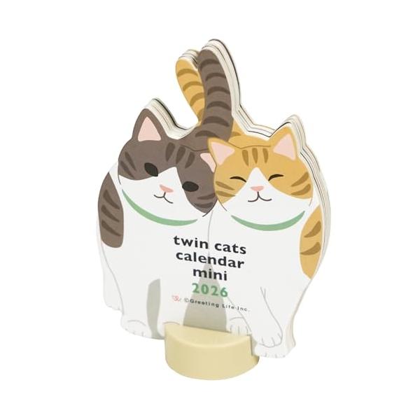ふたごねこ/-/C-1704-ET・パッケージ個数:1・12ヶ月絵柄が表情がちがう動物たちの毎年大人気のカレンダー。・愛らしい動物モチーフの、手のひらサイズのスタンド付き卓上カレンダー・７枚つづり（両面印刷）・日曜始まり
