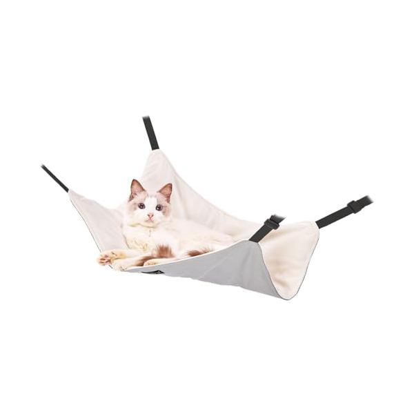 ワイドグレー/小型から中型の猫用/W27633・Style:ワイドColor:グレー・キャットサークル・ケージに取付けて広々使えるキャットハンモック・原材料　：　生地：ポリエステル・ポリウレタン、ベルト：ポリプロピレン、ナスカン：亜鉛合金