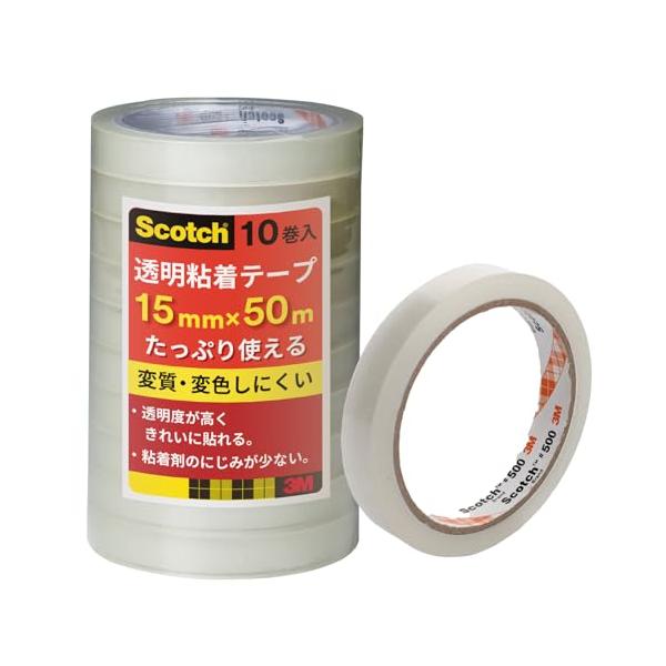 06.(大巻)15mm×1個透明/15mm/500-3-15-10P・Style:06.(大巻)15mm×1個・パッケージ個数:1・【製品情報】サイズ:15mmx50m / 巻芯径:76mm / 数量:10巻(1パック）・【変色しにくい透明...