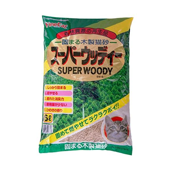 天然素材-/6L/SW-6・Size:6LPatternName:単品・パッケージ個数:1・木の粉を主原料とした固まる木製猫砂です・小さく固まり経済的・ひのきの香り入り