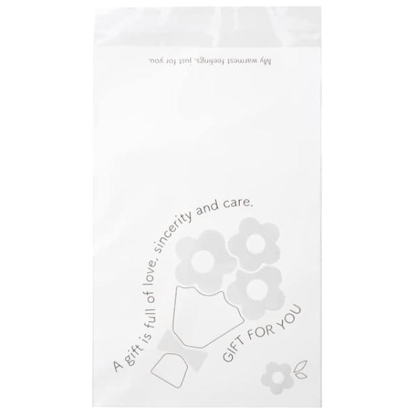 ブーケブーケ/W150×H230+30(テープ部)mm/SIT-TO2・Size:W150×H230+30(テープ部)mmStyle:ブーケ・パッケージ個数:1・片面デザイン・粘着テープ付・〔厚み〕0.03mm・〔マチ形状〕マチなし・素材:...