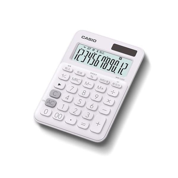 電卓ホワイト/-/MW-C20C-WE-N・Color:ホワイト・パッケージ個数:1・毎日がもっとワクワクする、ポップでキュートな電卓・ラウンドフォルムで使いやすいミニジャストタイプ・【桁数】12【大きさ(奥行×幅×高さ)mm】149.5×...