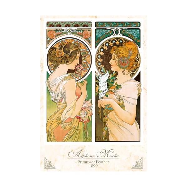 1053スーパースモールピース桜草/羽根/26×38cm/31-016・Color:桜草/羽根Style:1053スーパースモールピース・Feather 1899(colour litho) Mucha Alphonse Marie(186...