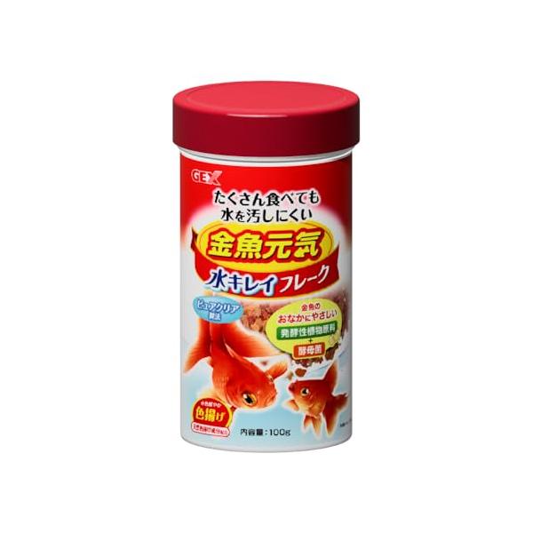 -/100g/-・Size:100g・初めての金魚にやさしい発酵性植物性原料＋酵母菌配合のフレークフード 金魚のおなかの健康と水汚れに配慮したフレークフード。・ピュアクリア製法で水汚れを抑える。赤色鮮やかに色揚げする天然成分も配合。 たくさ...