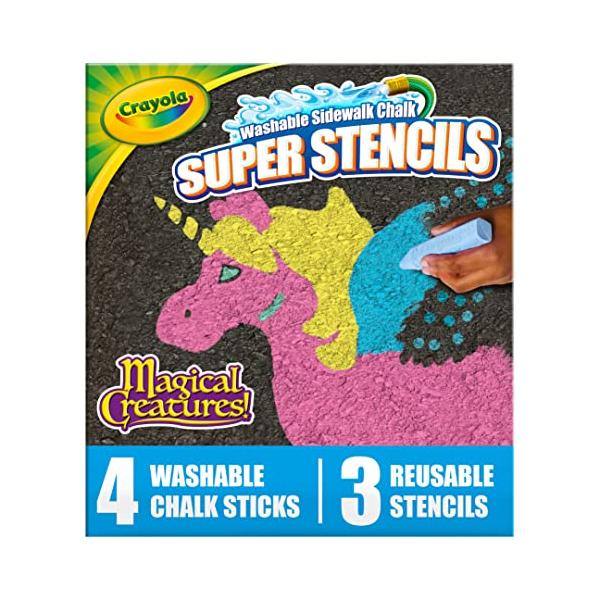 4色+ステンシルシート4色/2XL/031001・Style:4色+ステンシルシート・パッケージ個数:1・世界20ヶ国以上で愛され100年以上の歴史を持つクレヨンメーカー「クレヨラ (Crayola)」のWashable Sidewalk ...
