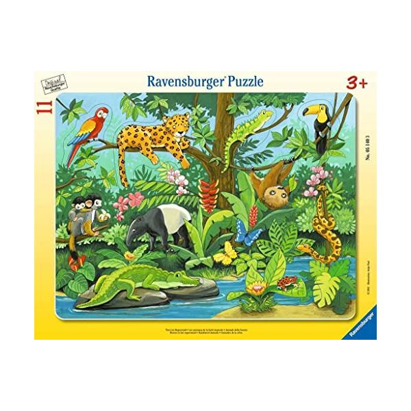05140 3 ジャングルの動物たち(11ピース)(Tiere im Regenwald 11 Teile Rahmenpuzzle)/-/05140・PatternName:11ピースColor:05140 3 ジャングルの動物たち(11...