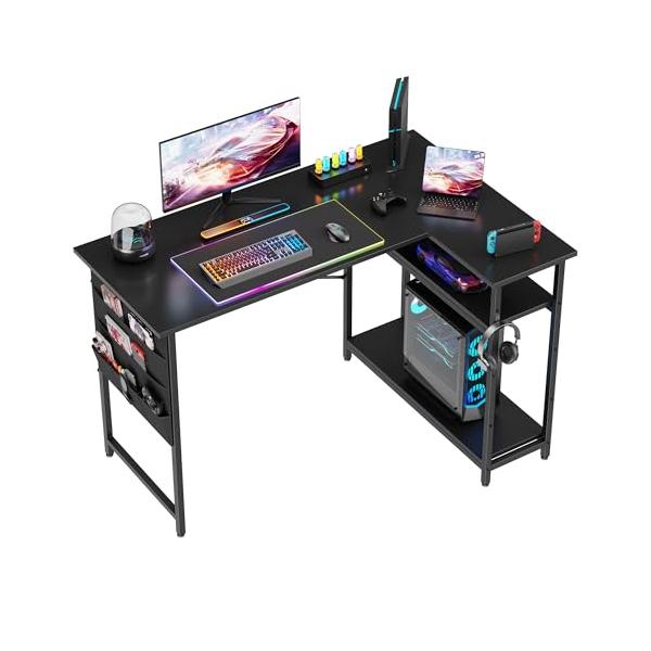 オフィススタイルディープブラック/幅107＊奥行80＊高さ74cm/OD22-0067A・Color:ディープブラックStyle:オフィススタイル・パッケージ個数:1・【ゲームと仕事両立】Alebert L字デスクは実用性が高く、ゲームプレ...