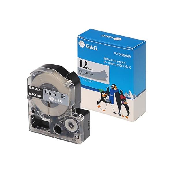 新G&amp;Gグレーテープ黒文字/幅12mm 単品/GGN-SC12H・Color:グレーテープ黒文字Size:幅12mm 単品Style:新G&amp;G・パッケージ個数:1・SC12H グレーテープ黒字 幅12mm 長さ8m・【対応機...