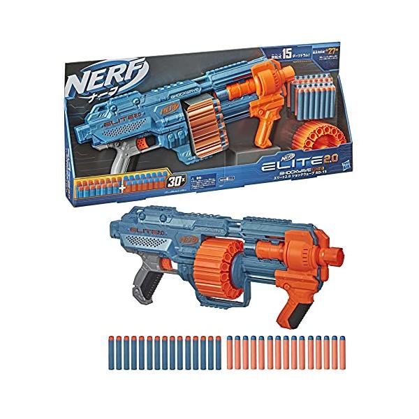 ・ナーフ エリート2.0 ショックウェーブRD-15 15回転ダーツドラム付き: 15本のダーツを連続で発射！ブラスターには15本のダーツを装填できる回転ドラムが付いています。・ナーフ公式エリートダーツ30本付属：15本のダーツをドラムに装...