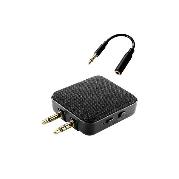 ・機内エンターテイメントやテレビの音をいつも使っている無線イヤホン・ヘッドホンで聴くことができるBluetoothオーディオトランスミッタ―/レシーバーです。2本のφ3.5mmプラグがそれぞれ回転するので、航空機内のφ3.5mmデュアルジャ...