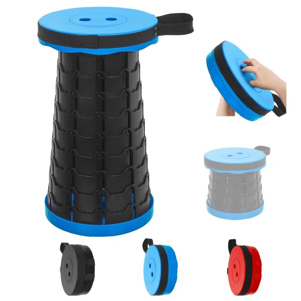 ・【商品詳細情報】この折りたたみ椅子について：展開サイズ：直径25×高さ7~45cm、高さが自由に調節可能です； 耐荷重：150kg； 梱包サイズ：幅26×奥行26×高さ7cm； 製品重量：(約)1.1kg； 材質：高品質プラスチック； 色...