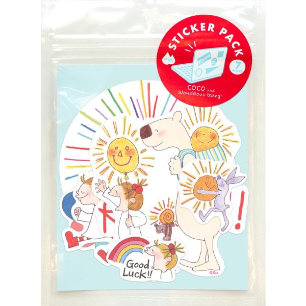 ・1つでデコレーションが完成！かわいい耐水性ステッカーパック・全て絵柄の異なる7枚入り・PVC製（防水）・保管袋として使えるZIP付きパッケージ入り・パッケージサイズ：約150×115mm