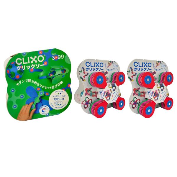 ・6種類18ピースのクリックソーに9ピースのパックが2個付いたセット・2Dのピースが3Dのおもちゃに・ひねる、ひっくり返す、くっつける、作る楽しみいっぱい・安全性の高い埋め込み式マグネット・対象年齢：3歳以上・警告: この商品には小さな磁石...
