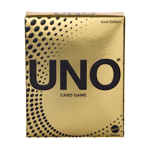 ・【内容】クラシックなカードゲーム「UNO」が、箔押しがアクセントになった特別なデッキで輝きを放ちます！ウノゴールドは定番ウノと同じで、色と数字をマッチさせて手札をなくすゲームです。各プレミアムカードには特別なシンボルが描かれており、色覚多...