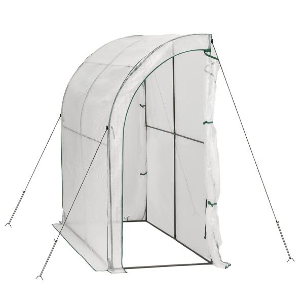 ・【サイズ】約98×198×215cm・【材質】本体：スチール・PP/カバー：PVC・PE・アルミ(ハトメ)/ファスナ：ナイロン・【重量】約5.5kg・ウォール型の園芸温室です。・風雨から花、鉢を守ります。