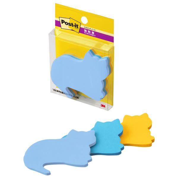 ・【強粘着タイプ】垂直面にもしっかり貼れる粘着力約2倍の強粘着タイプ（ポストイット通常粘着製品比）。・【可愛いデザイン】ネコ型。伝えたい人に、伝えたい場所で、伝えたいメッセージがきちんと届きます。・【何度でも貼り直せる！】 糊残りなくキレイ...