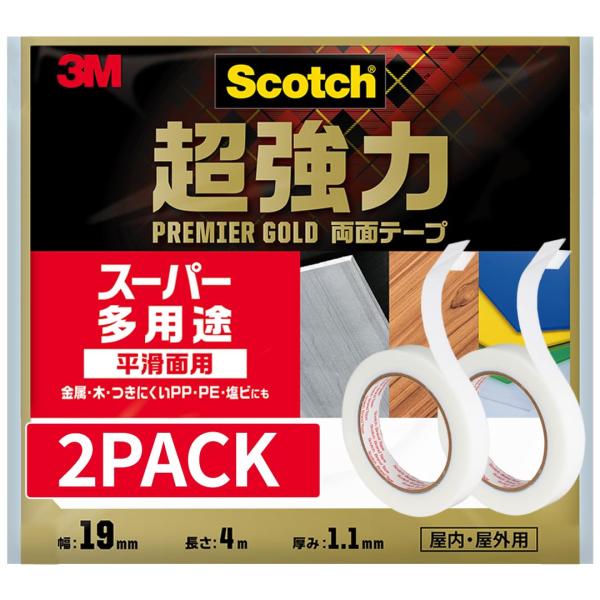 ・【製品情報】使用温度範囲:-20~80℃ / サイズ(厚みx幅x長さ): 1.1mm x 19mm x 4m / 基材:アクリルフォーム / 粘着剤:アクリル系 / 仕様: 屋内・屋外・【さまざまな平滑面にピタッと接着、薄手の超強力両面テ...