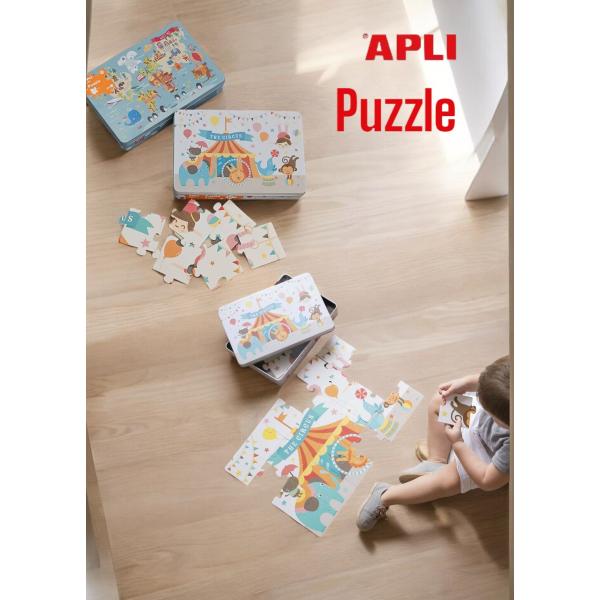 ◎サーカスパズル（24ピース）パズル、サーカス モデル、Lily Lane による独占イラスト。8 x 8 cm のピースが 24 個含まれています。パズルのサイズ: 48 x 32 cm。パズルは、マッチしたデザインの長方形の金属製ボック...