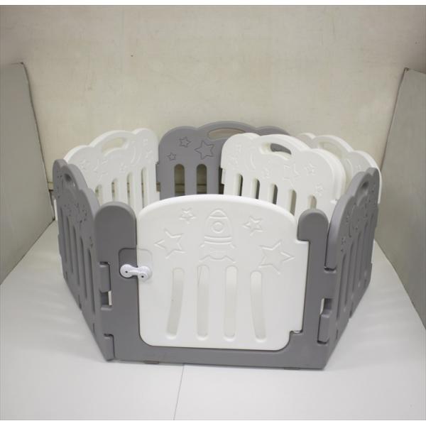 送料無料 Caraz ベビーサークル ドア付 グレー＆ホワイト 高さ60cm 工具不要 簡単組立 クリーニング済み B564003t本商品の詳細は、下記の商品説明欄をご覧くださいませ。