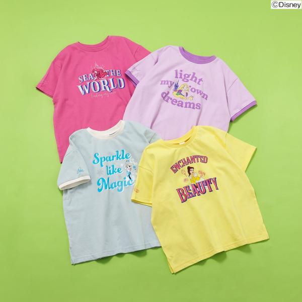 半袖 Tシャツ トップス カットソー 綿100％ Disney ディズニープリンセス アナと雪の女王 FROZEN ラプンツェル アリエル エルサ ベル ナチュラル シンプル ベーシック フェミニン ガーリー カジュアル お洒落 オシャレ ...