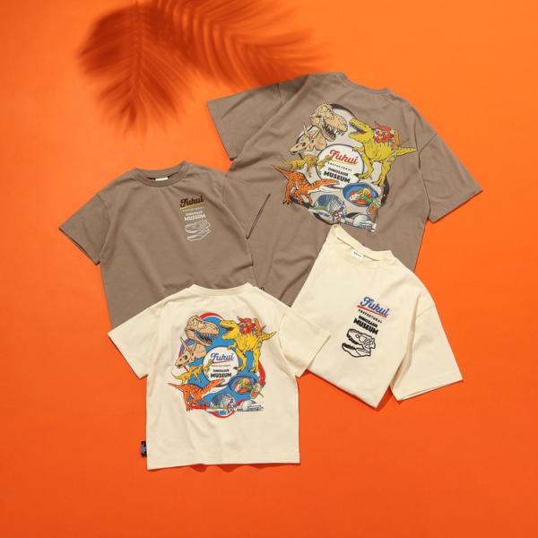 福井県立恐竜博物館 コラボ Tシャツ 半袖 トップス 恐竜 ダイナソー 刺繍 バックプリント 子供服 男の子 女の子 通園 通学 カジュアル デイリー お出かけ 2026 夏 新作 80 90 100 110 120 130 140 プレゼ...