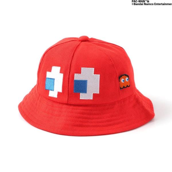 パックマン PAC-MAN グッズ 帽子 ハット バケットハット バケツハット 子供服 キッズ 男の子 女の子 キャラクター 刺繍 ワッペン 綿100% コットン 50cm 52cm 54cm 56cm カジュアル お出かけ レジャー アウ...