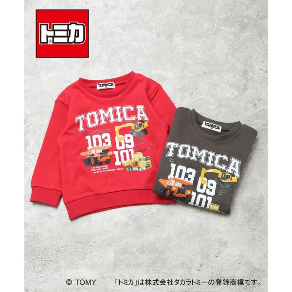 トップス トレーナー スエット スウェット 働く車 TOMICA トミカ ロングスリーブ 長袖 裏毛 ロゴ カジュアル お洒落 オシャレ かっこいい かわいい 可愛い 普段着 デイリーウェア お出かけ着 お外着 お外遊び着 子ども服 こども...
