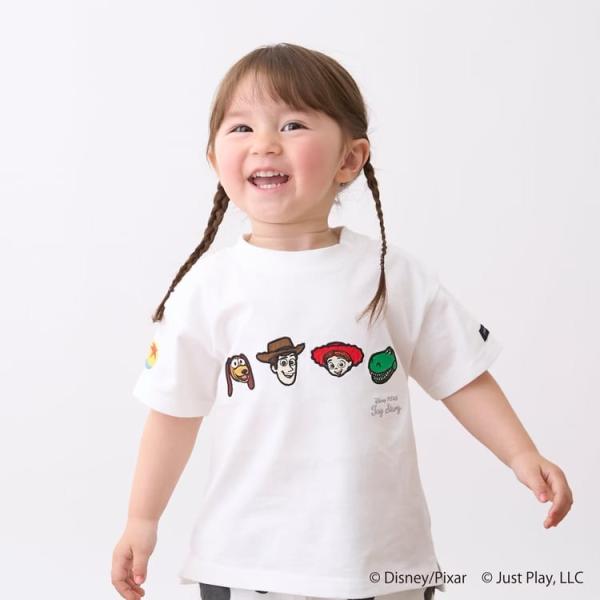 Disney Pixar TOY STORY トイストーリー ディズニー ピクサー キャラクター エイリアン ウッディ ジェシー レックス ハム バズ・ライトイヤー ブルズアイ アップリケ 刺繍 半袖 Tシャツ カットソー トップス 子供服...