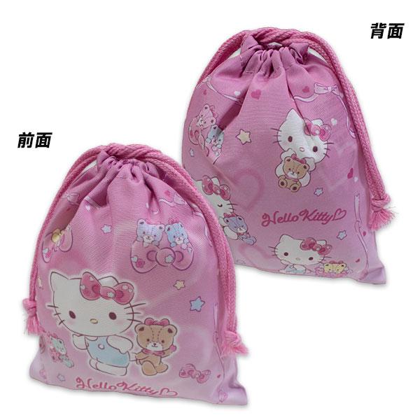 巾着 きんちゃく 袋 コップ袋 小物入れ かばん ナフキン袋 ランチクロス袋 ハローキティ キティ HELLO KITTY サンリオ Sanrio最新柄の巾着Sになります。ハーモニカ入れ（小さな楽器など）やナフキンを入れてランドセルにつるし...
