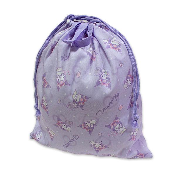 巾着 きんちゃく 袋 小物入れ かばん 体操服袋 上靴袋 上履き袋 給食エプロン袋 クロミ kuromi サンリオ Sanrio最新柄の巾着Lになります。体操服・給食エプロン・上履き等入りますよ。【サイズ】約H385×W340mm【素材】　...