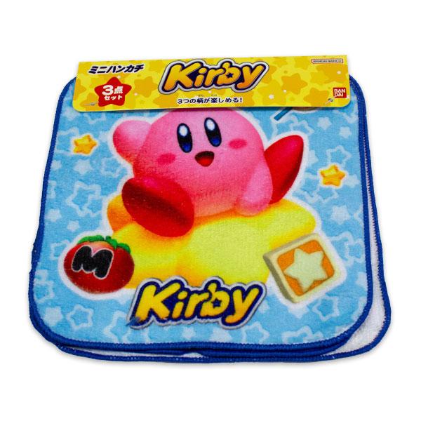 タオル ミニタオル ハンカチタオル タオルハンカチ プチタオル 星のカービィ Kirby 任天堂ミニタオル3枚組になります。ポケットやバッグ等に出し入れしやすい大きさでシワになりにくいですよ。【サイズ】約16cm×16cm【素材】　ポリエス...