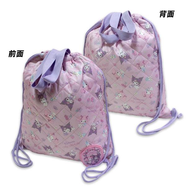 キルトナップ キルトバッグ ナップサック 手提げバッグ リュック かばん 体操服 お稽古バッグ マイメロ クロミ MY MELODY kuromi サンリオ Sanrio最新柄のキルトナップサックになります。リュックサックのように背負ったり...