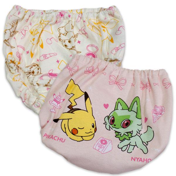 ショーツ パンツ 子供服パンツ 女の子 キッズインナー 子供肌着 子供パンツ キッズパンツ ピカチュウ ニャオハ ポケモン Pocket Monsters最新柄のカラーショーツ2枚組になります。1枚目はバックプリントで2枚目は総柄になってお...
