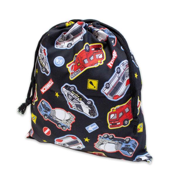 巾着 きんちゃく 袋 小物入れ かばん 体操服袋 上靴袋 給食エプロン袋 トミカ TOMICA タカラトミー 日本製最新柄の巾着Lになります。体操服・給食エプロン・上履き等入ります。【サイズ】約31cm×35cm【素材】　綿100％【発売元...
