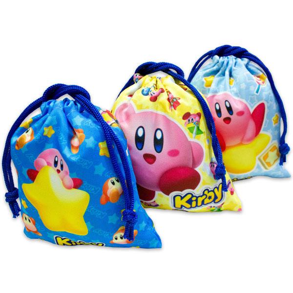 巾着 きんちゃく 袋 コップ袋 小物入れ かばん ナフキン袋 ランチクロス袋 星のカービィ Kirby最新柄の巾着3枚組になります。ハーモニカ入れ（小さな楽器など）や定規・コンパス・ナフキンなど入るサイズなのでその時の用途に合わせて使えます...