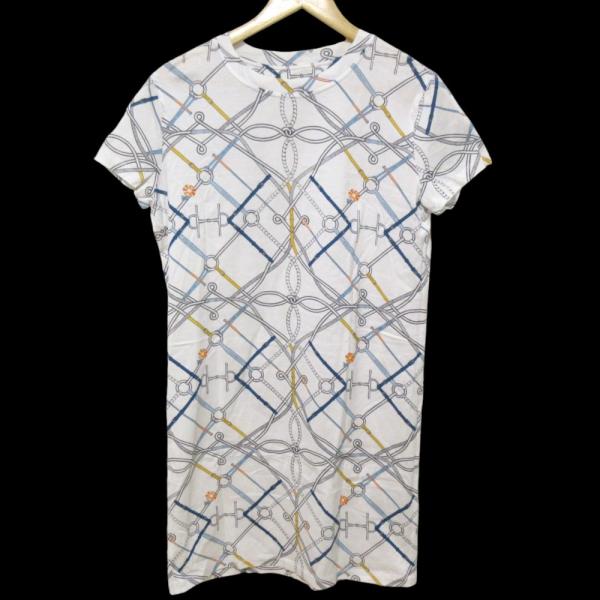 【商品名】21SS HERMES エルメス PARCOURS SANS FAUTE 完璧なコース 半袖 ひざ丈 Tシャツワンピース サイズ40 ホワイト系マルチカラー【ブランド】HERMES エルメス【対象】レディース【ランク】A ※使用感...
