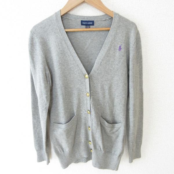 【商品名】Ralph Lauren ラルフローレン ポニー刺〓 金ボタン 長袖 Vネック ニット カーディガン キッズサイズ L 12-14 グレー【ブランド】RALPH LAUREN ラルフローレン【対象】キッズ【ランク】SA ※若干の使...