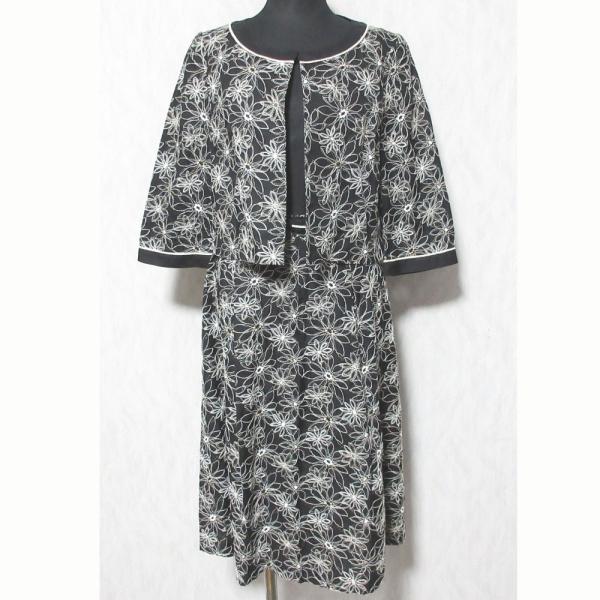 【商品名】FRANCO FERRARO フランコフェラーロ フラワー刺繍 ノーカラージャケット ひざ丈 ワンピース スーツ アンサンブル 3 ブラック【ブランド】FRANCO FERRARO フランコフェラーロ【対象】レディース【ランク】S...