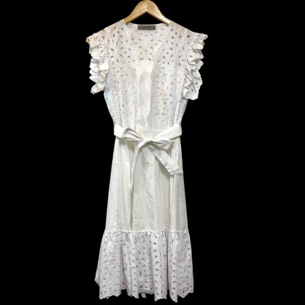 【商品名】D.EXTERIOR ディーエクステリア 銀座マギー購入 エンブロイダリー カットワークデザイン ワンピース サイズ42 ホワイト【ブランド】D.EXTERIOR ディーエクステリア【対象】レディース【ランク】A ※使用感はあるが...