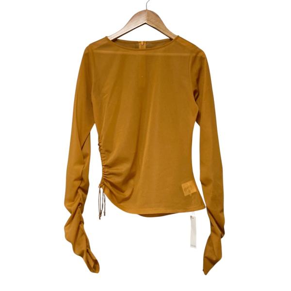 【商品名】LE CIEL BLEU ルシェルブルー Design Gathered Cutout Top ロングスリーブ シアー カットソー 26A62306 サイズ36 オレンジ【ブランド】LE CIEL BLEU ルシェルブルー【対象】...