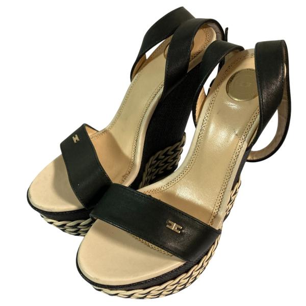 【商品名】ELISABETTA FRANCHI エリザベッタフランキ ウェッジソール サンダル サイズ35 1/2 約22.5cm ブラック【ブランド】ELISABETTA FRANCHI  エリザベッタフランキ【対象】レディース【ランク】...