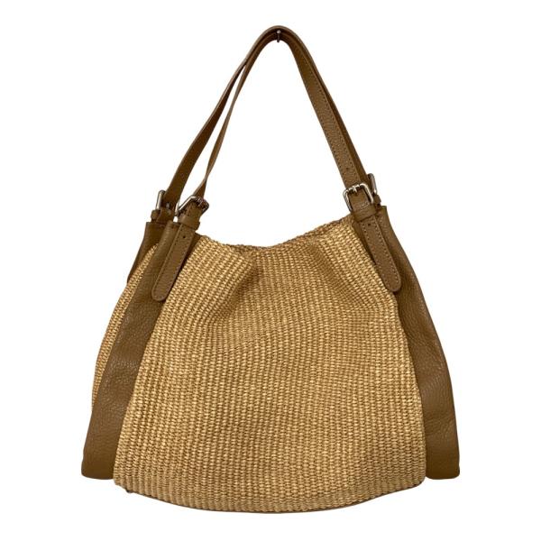 【商品名】ROBERTO PANCANI ロベルトパンカーニ ラフィア レザー ハンドバッグ ベージュ【ブランド】Roberto Pancani ロベルトパンカーニ【対象】レディース【ランク】SA ※若干の使用感はあるが、全体的に状態の良い...