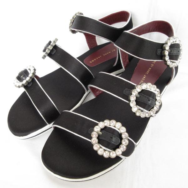 【商品名】MARC BY MARC JACOBS マークバイマークジェイコブス CHARLOTTE STRASS BUCKLE サンダル 38 25cm ブラック【ブランド】MARC BY MARC JACOBS マークバイマークジェイコブ...